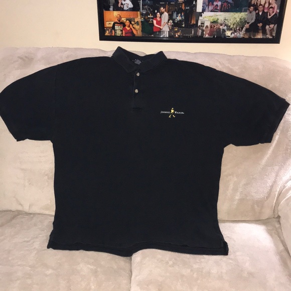 Vantage | Shirts | Vantage Large Black Collared Shirt Johnnie Walker ...